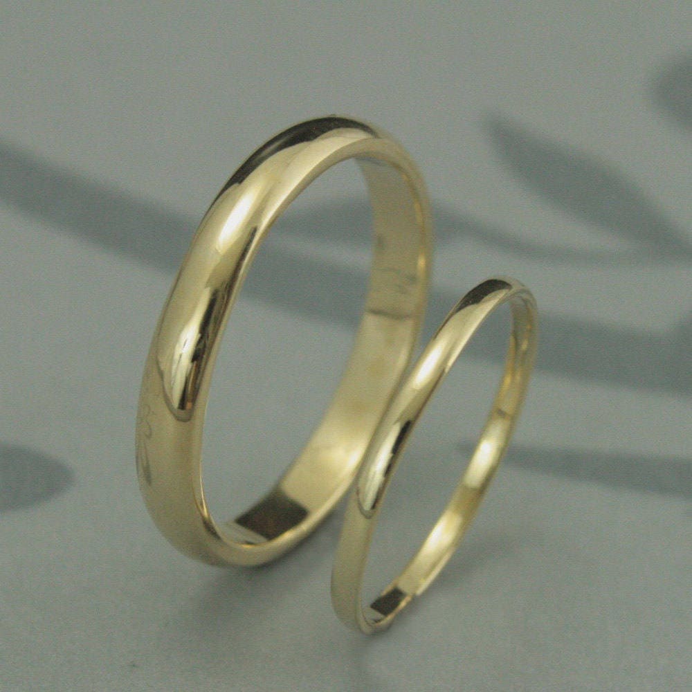 18K Wedding Rings18k Yellow Gold Bandshis and Hers | Etsy