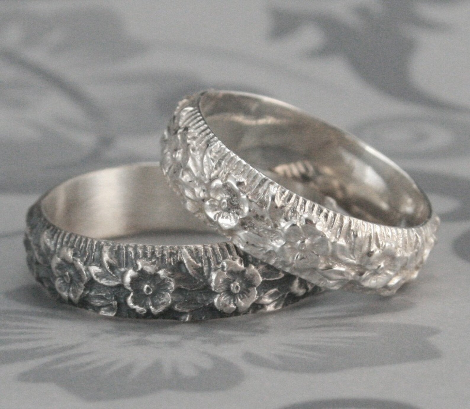 Silver Flower Ringrose Ringflower Pattern Bandring - Etsy