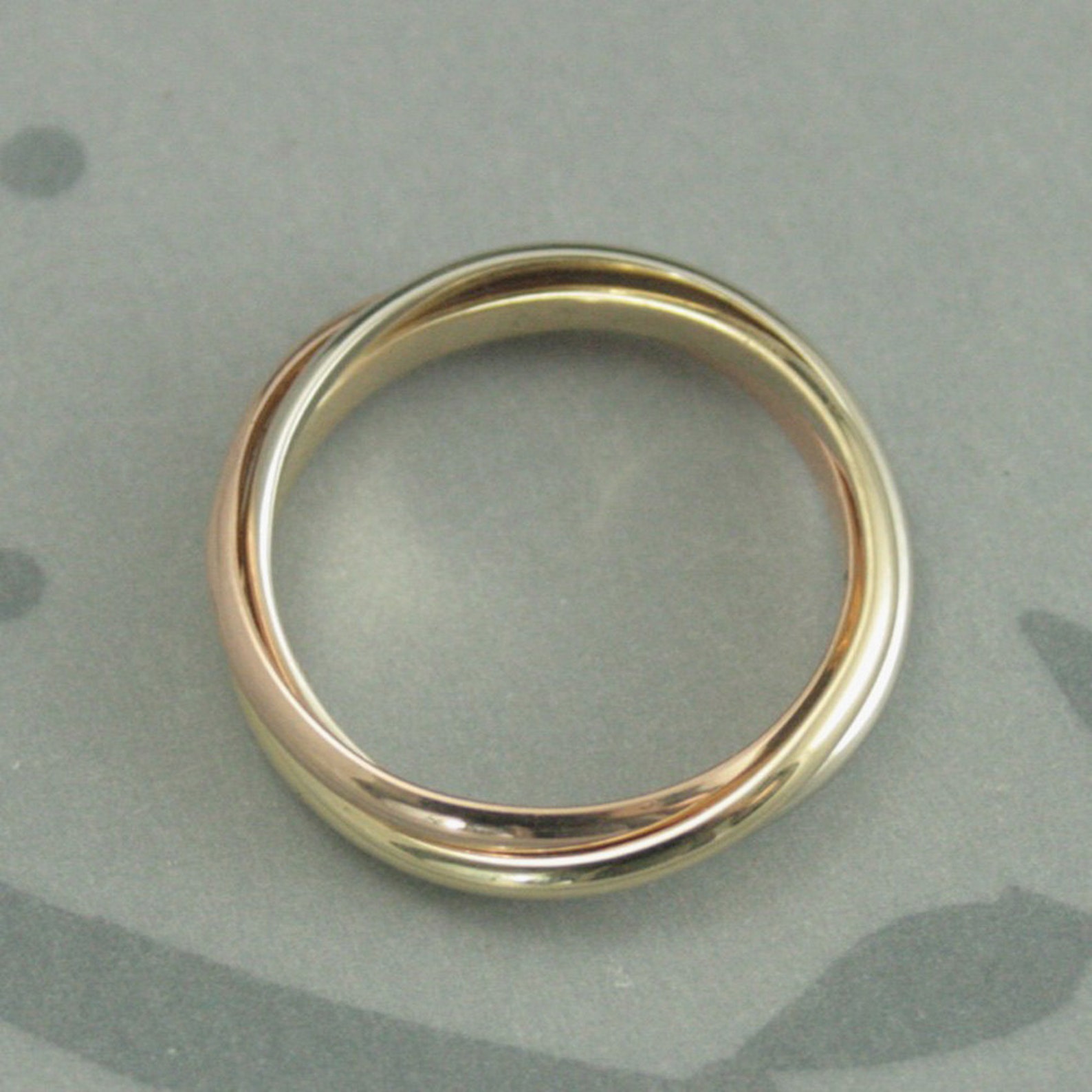 Tri Color Rolling Ring Solid 14K Yellow Gold White Gold and - Etsy
