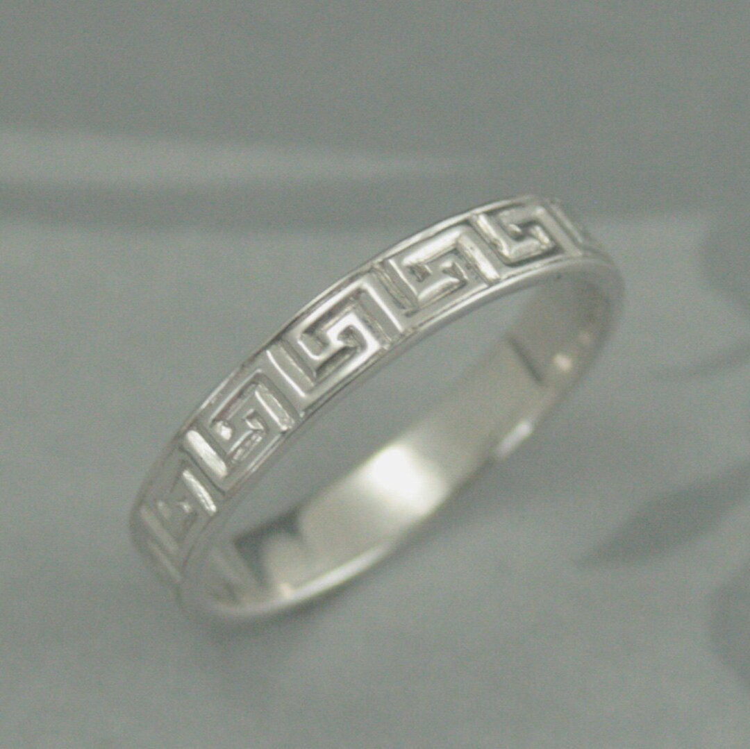 Greek Key Band--14k Gold Wedding Band--greek Fret Band--gold Wedding ...