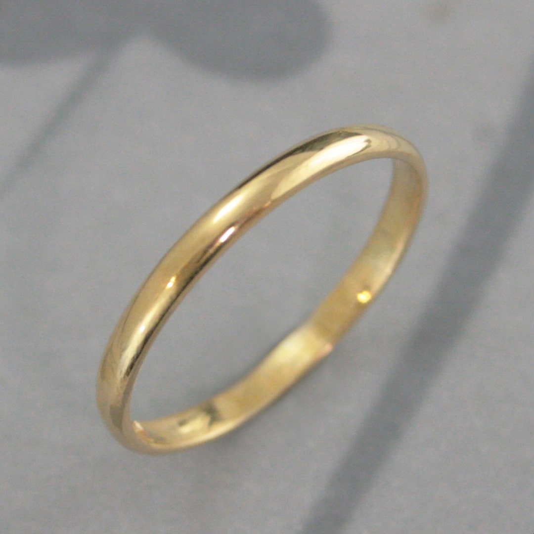 22K Ring Solid 22K Gold Wedding Band 2mm Wide Plain Jane Domed Wedding ...