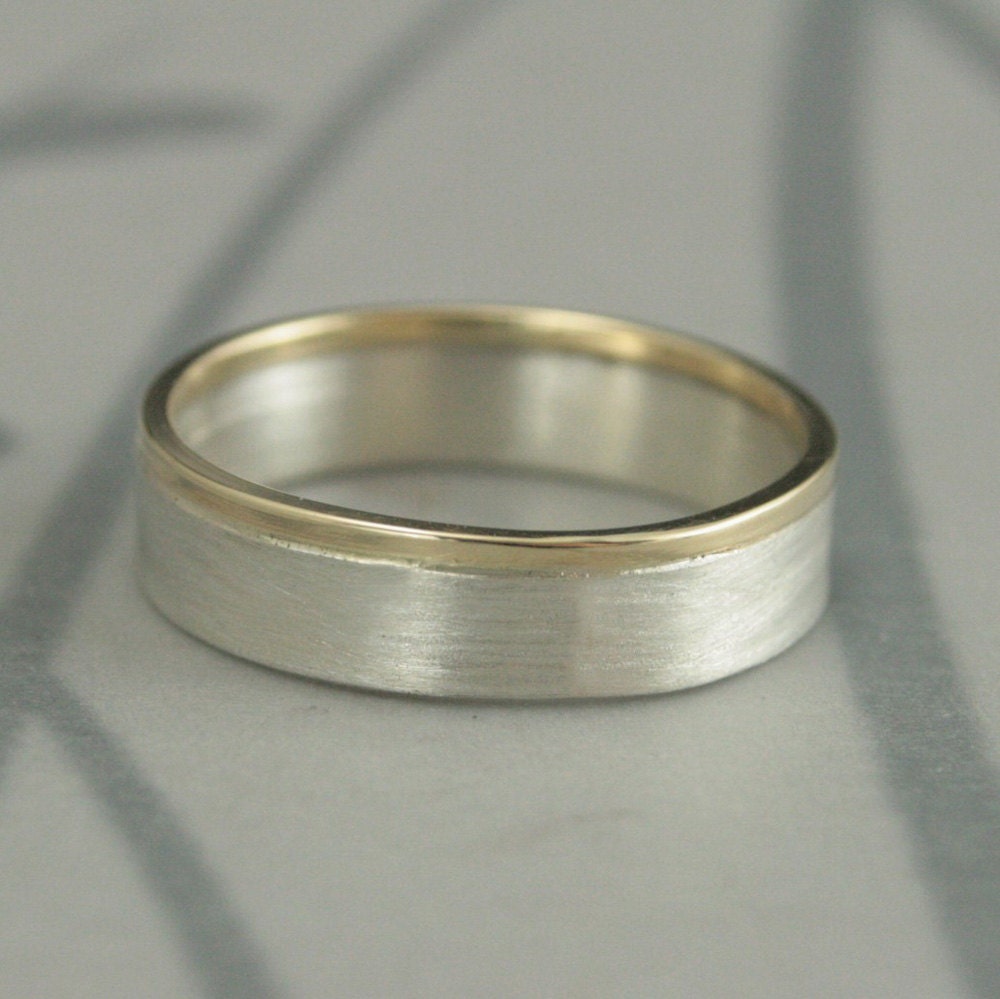 Ring Two Tone Band Mixed Metal Ring Modern Wedding Band Bi - Etsy