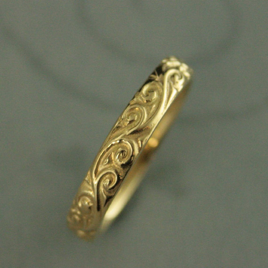 Pattern Ring 18K Pattern Band Womens Wedding Ring Mens | Etsy