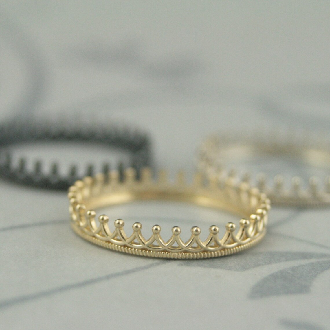 14K Yellow Gold Princess Crown Ringbeautiful Yellow Gold - Etsy