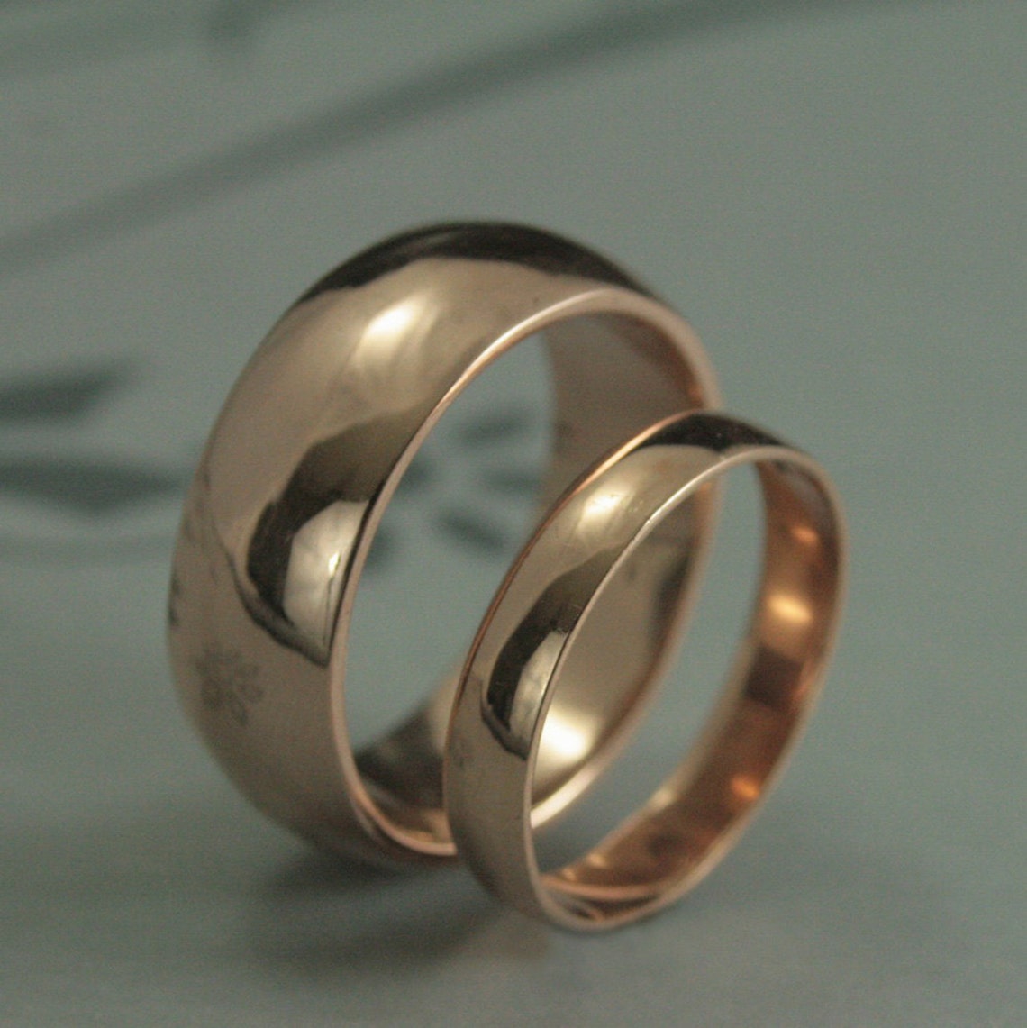 Wide Gold Wedding Band Set8mm and 4mm Traditional His and - Etsy