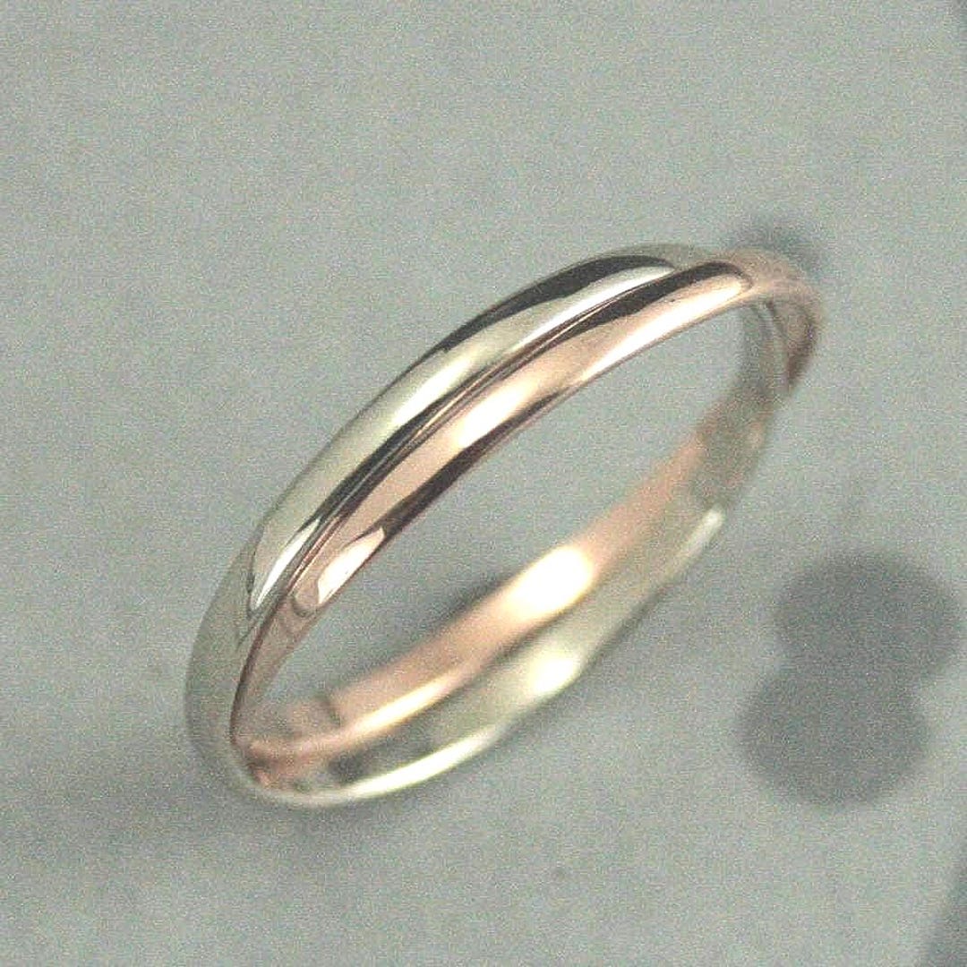 Double Rolling Ring Two Tone Ring 1.5mm Bands Thin Rolling Ring Stacking Rings Interlocking ...