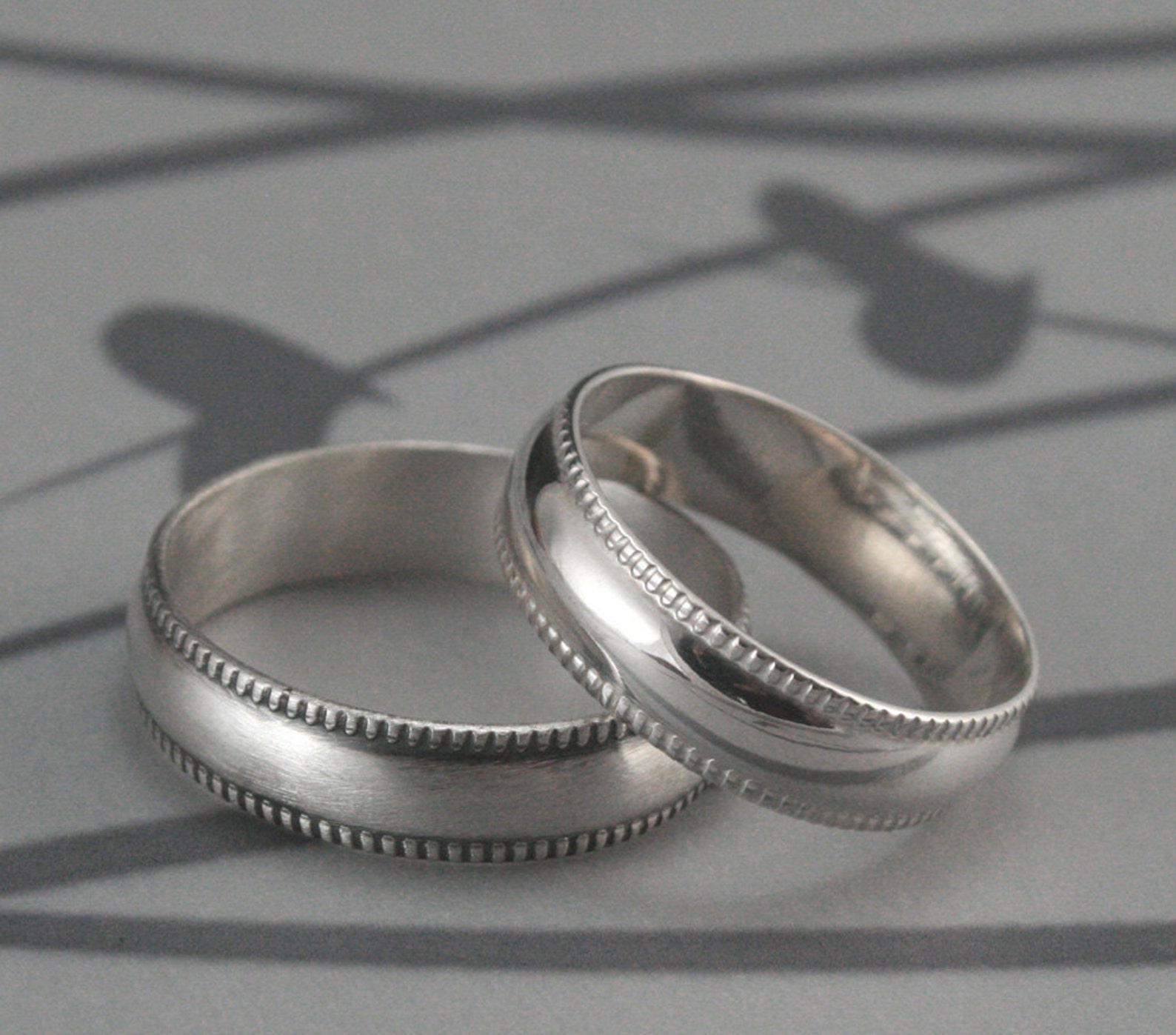 Mens Wedding Ring Not Quite Plain Jane Sterling Silver Ring Milgrain ...