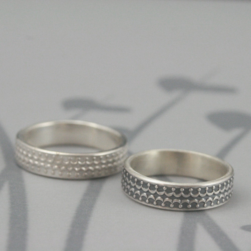 Shadow Crown Band Solid Sterling Silver Crown Ring Flat Edge | Etsy