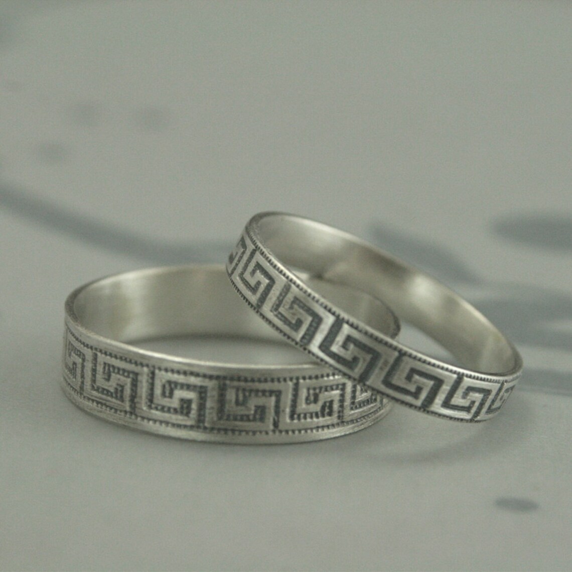 Greek Key Ringsterling Silver Wedding Bandgrecian Maze | Etsy