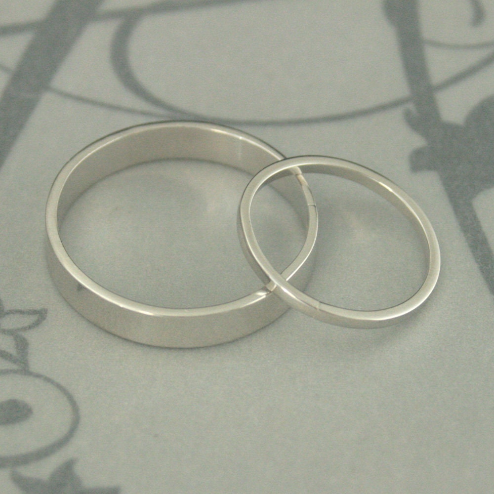 Platinum Wedding Rings Platinum Wedding Band Set His and Hers | Etsy