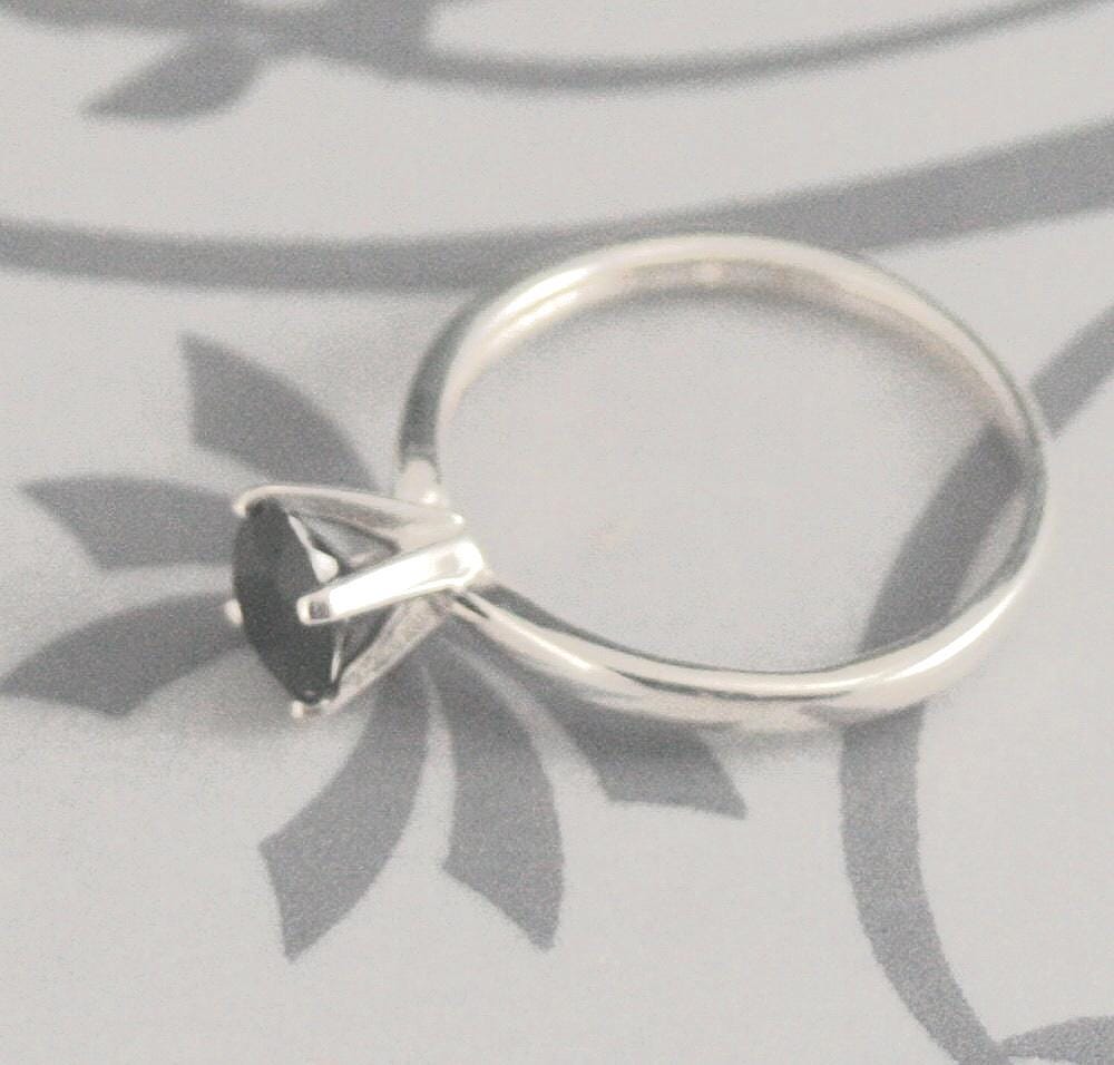 Silver Solitaire Ring~silver Engagement Ring~onyx Engagement Ring ...