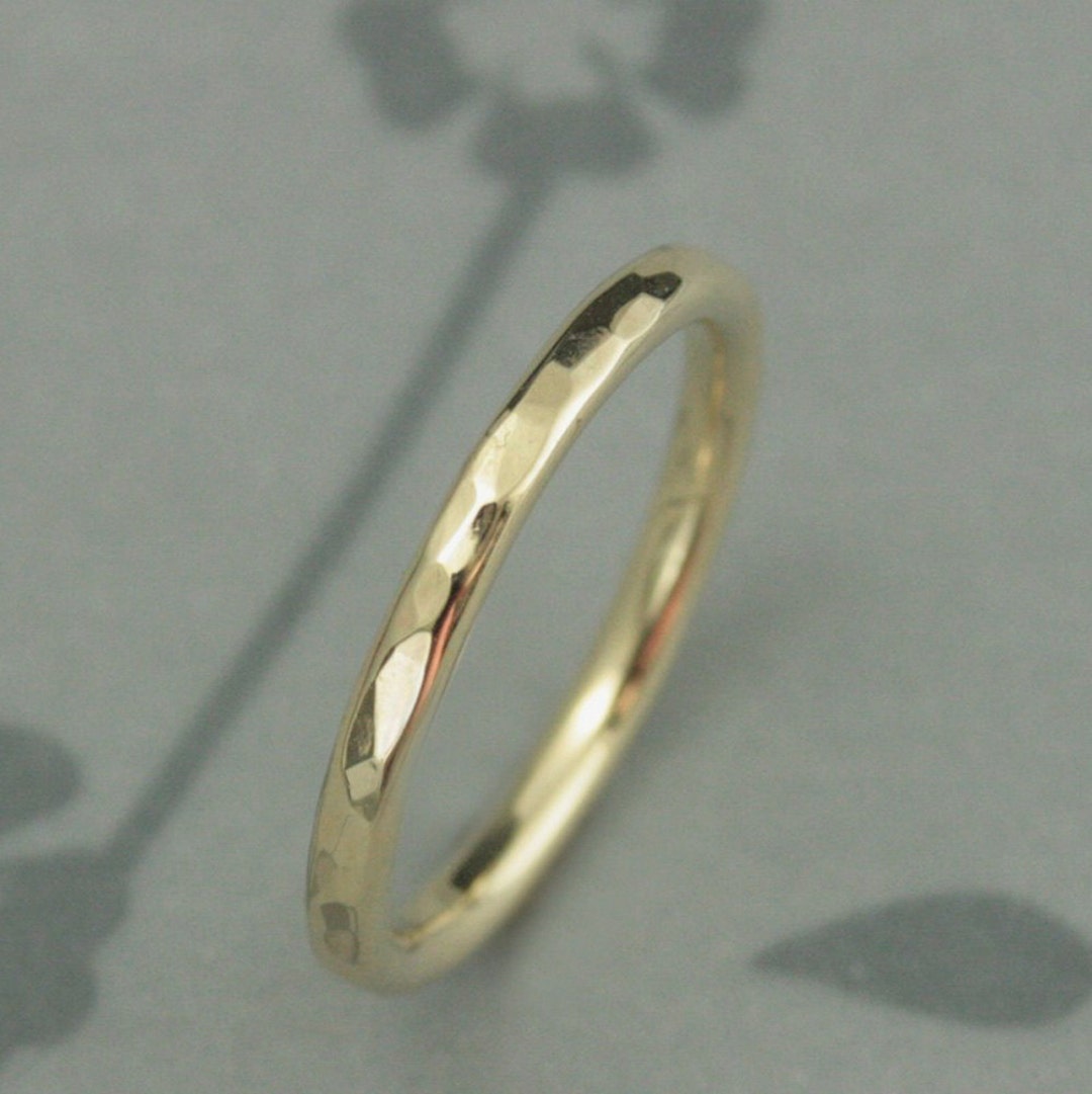Gold Lava Band Hammered 2mm Round Band Hammered Gold Band Gold Wedding ...