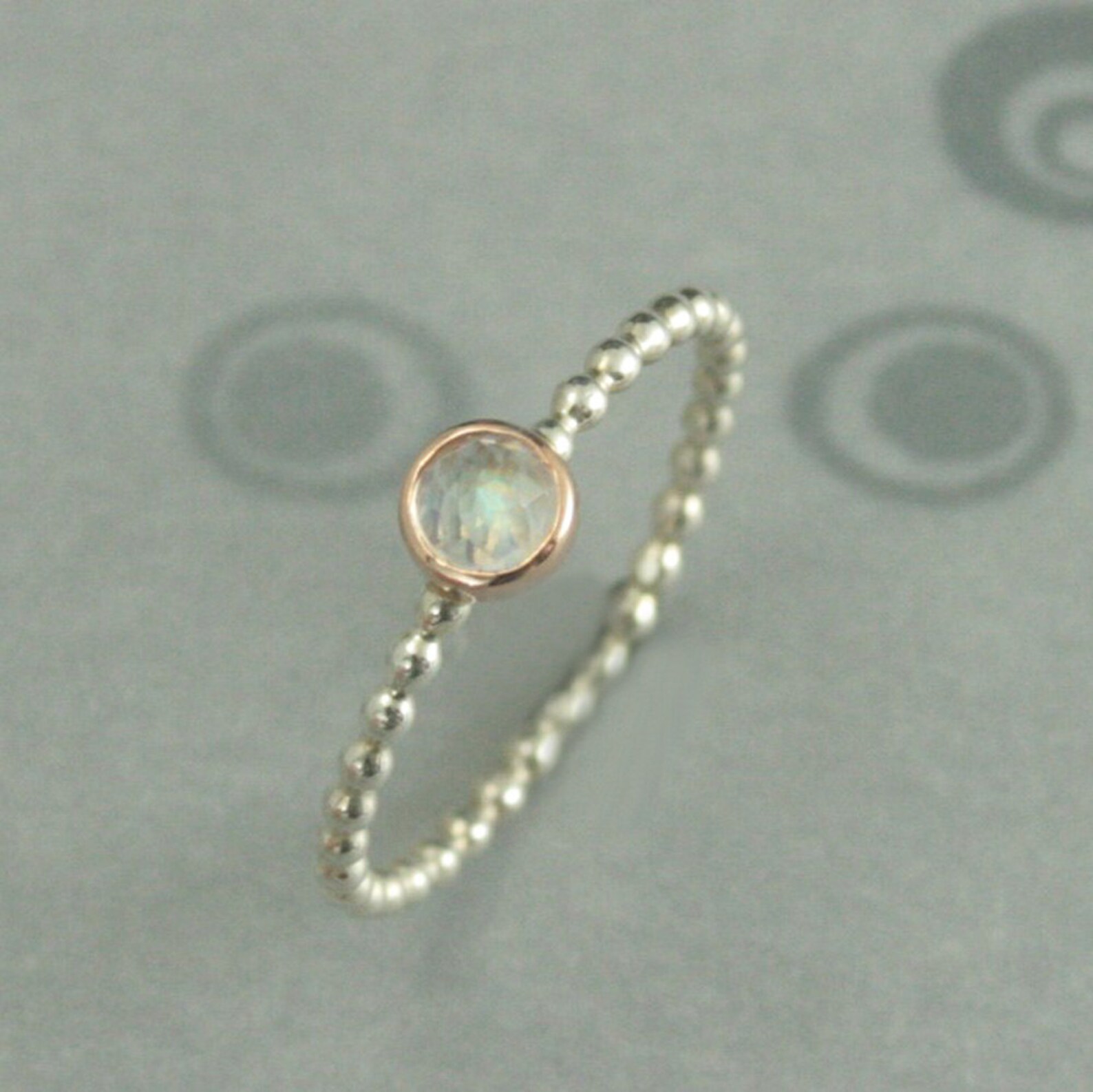 Moonstone Stacking Ring14k Rose Gold Bezel Set - Etsy