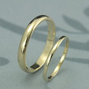 18K Wedding Rings—18k Yellow Gold Bands—his and Hers Rings—plain Jane Set—men’s Wedding Ring ...