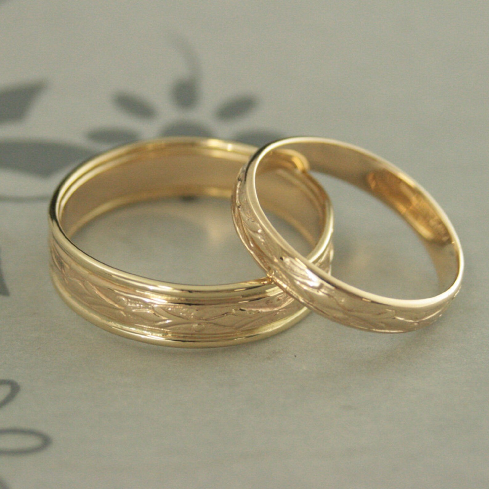 Gold Wedding Set Wedding Band Set Wedding Ring Set 14K - Etsy