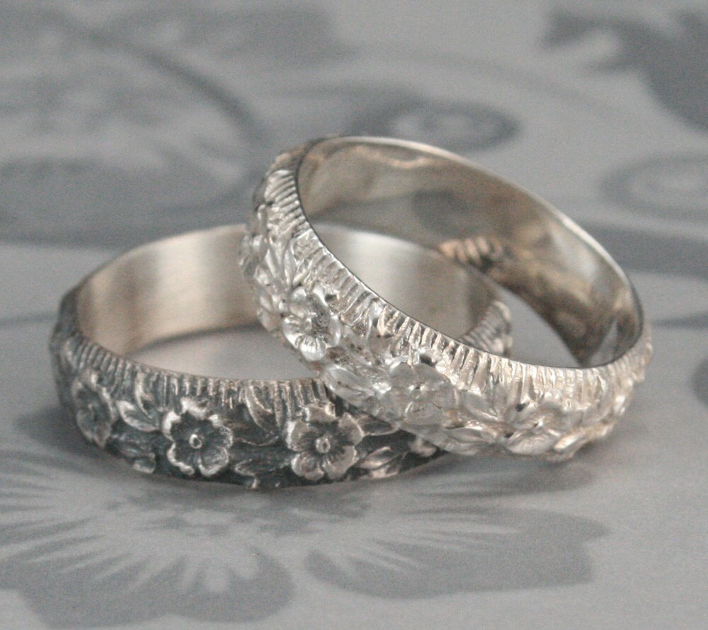 Silver Flower Ringrose Ringflower Pattern Bandring - Etsy