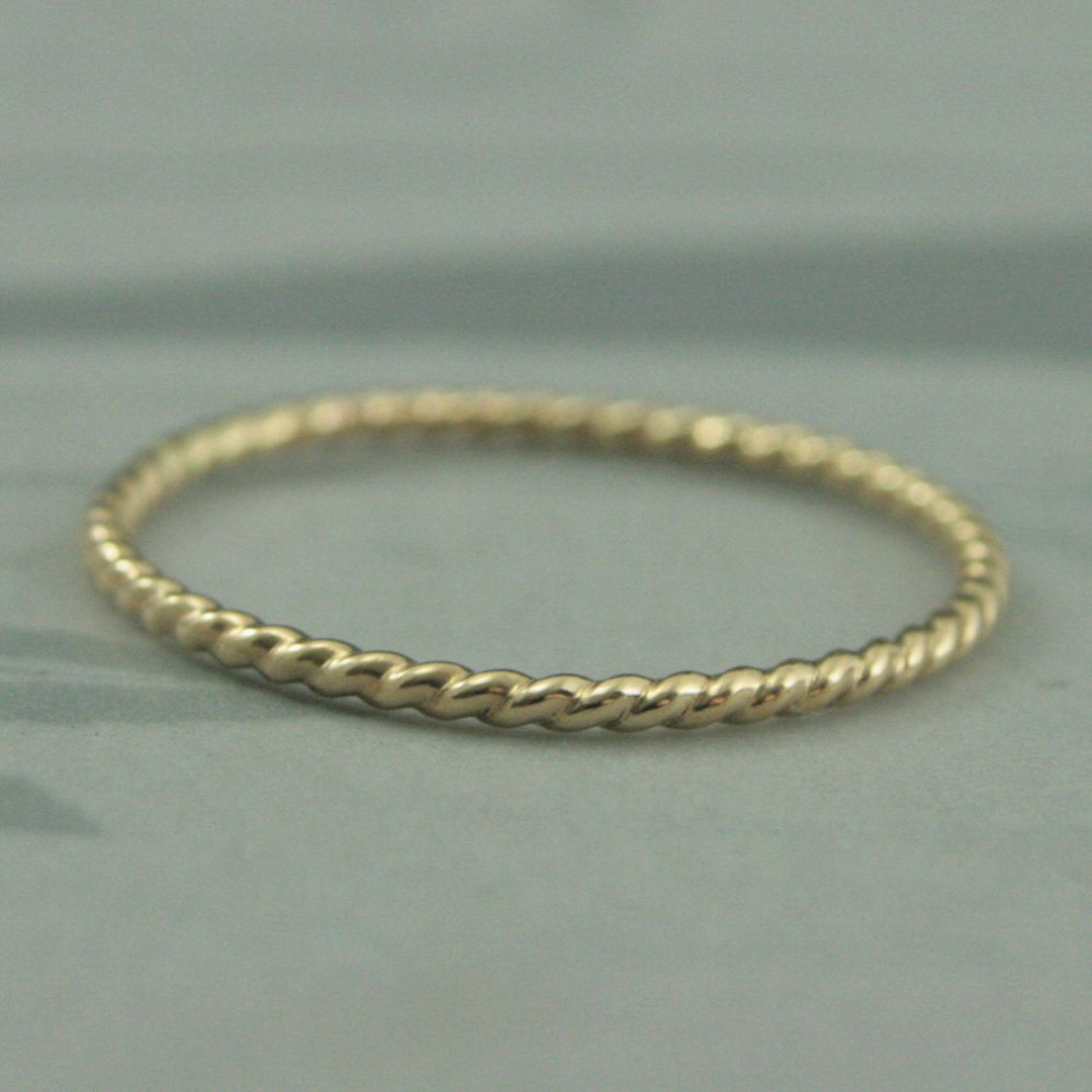 Band Twist Ring Gold Twist Band Thin Twist Ring Rope Gold Band Stacking ...
