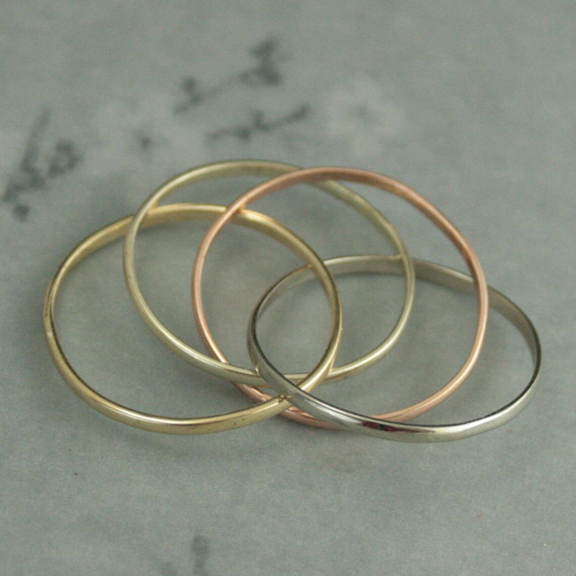 Rolling Ring Multi Color Ring Four Gold Rings 1.5mm Bands - Etsy