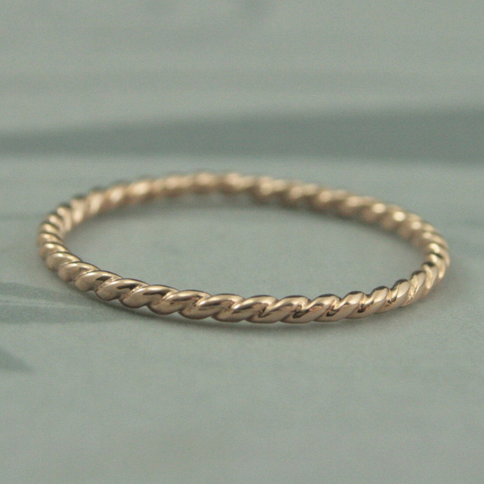 Band Rose Gold Twist Ring Rose Gold Rope Band Thin Rose Gold - Etsy