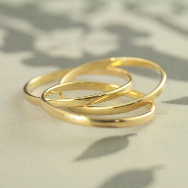 18K Rolling Ring Three Band Rolling Ring 1.5mm Skinny Minnie | Etsy