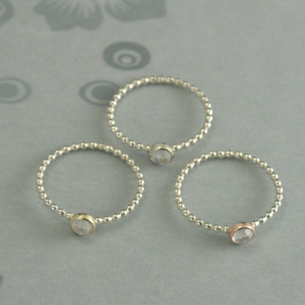 Moonstone Stacking Ring14k Rose Gold Bezel Set - Etsy