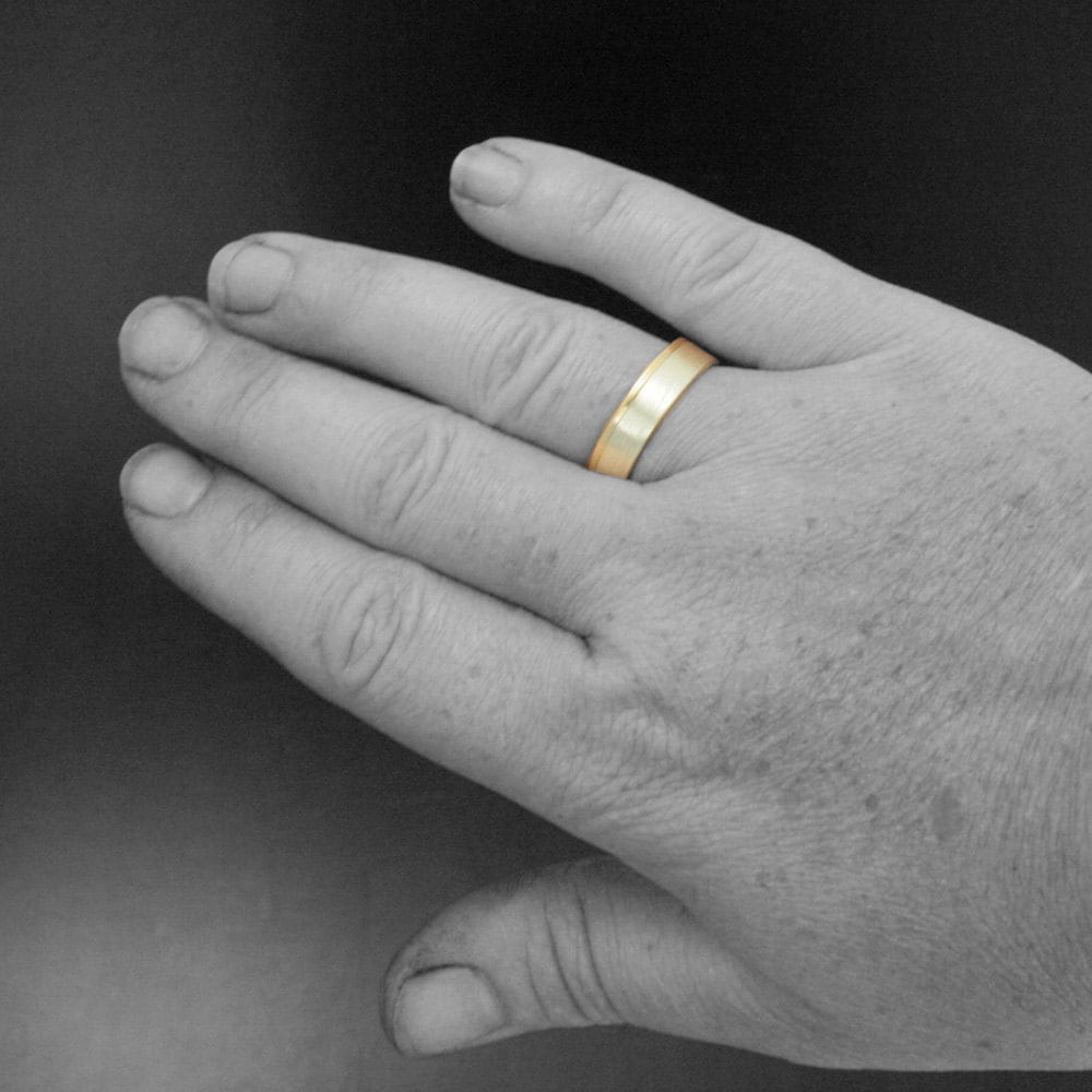 Ring Two Tone Band Mixed Metal Ring Modern Wedding Band Bi Metal Ring ...