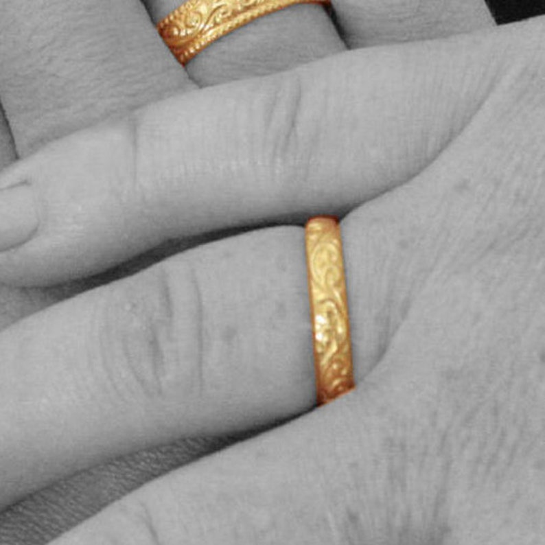 Pattern Ring 18K Pattern Band Womens Wedding Ring Mens | Etsy