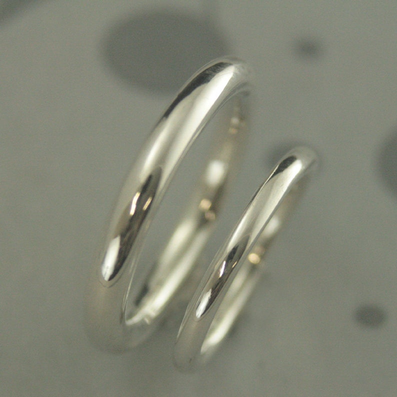 Silver Wedding Rings Full Round Bands 2mm and 3mm Round Rings - Etsy