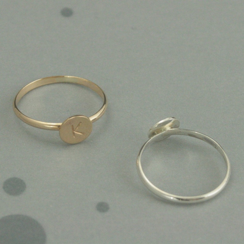 Little Initial Ringmonogramcustom Hand Stamped Solid | Etsy