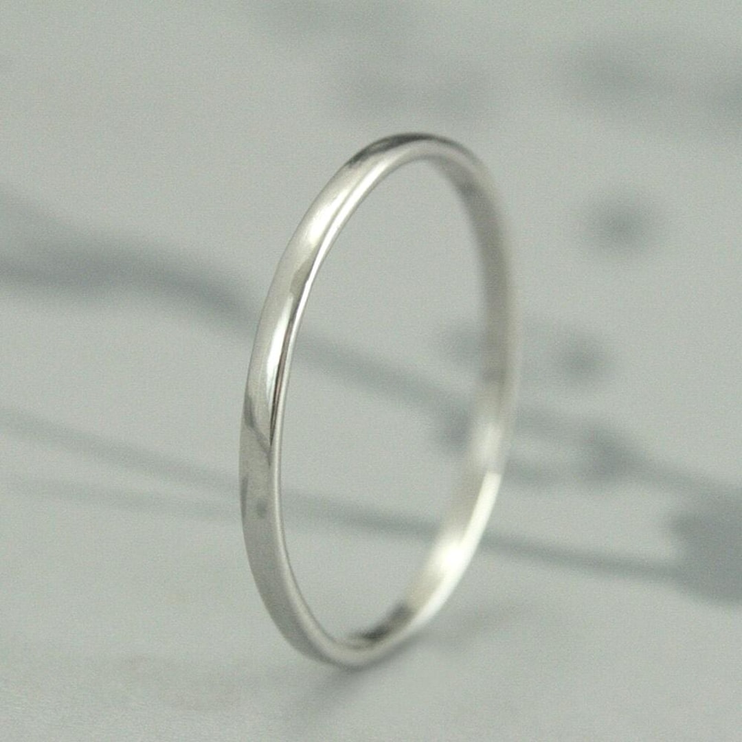 Thin Platinum Ring Solid Platinum 1.5mm by 1mm Rounded Traditional Band ...