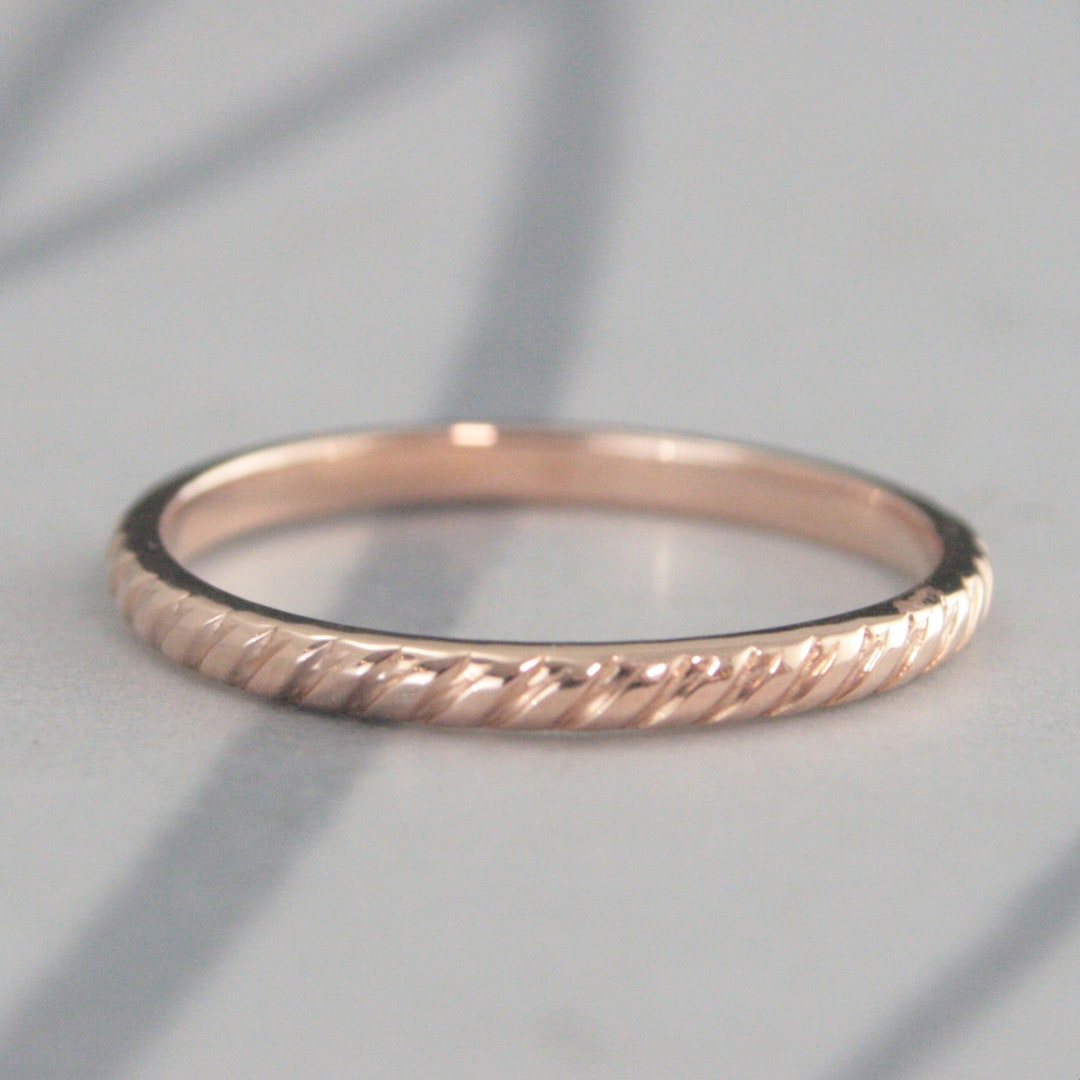 Rose Gold Rope Ring Women's Rose Gold Ring Twist Ring Half Round Rope ...