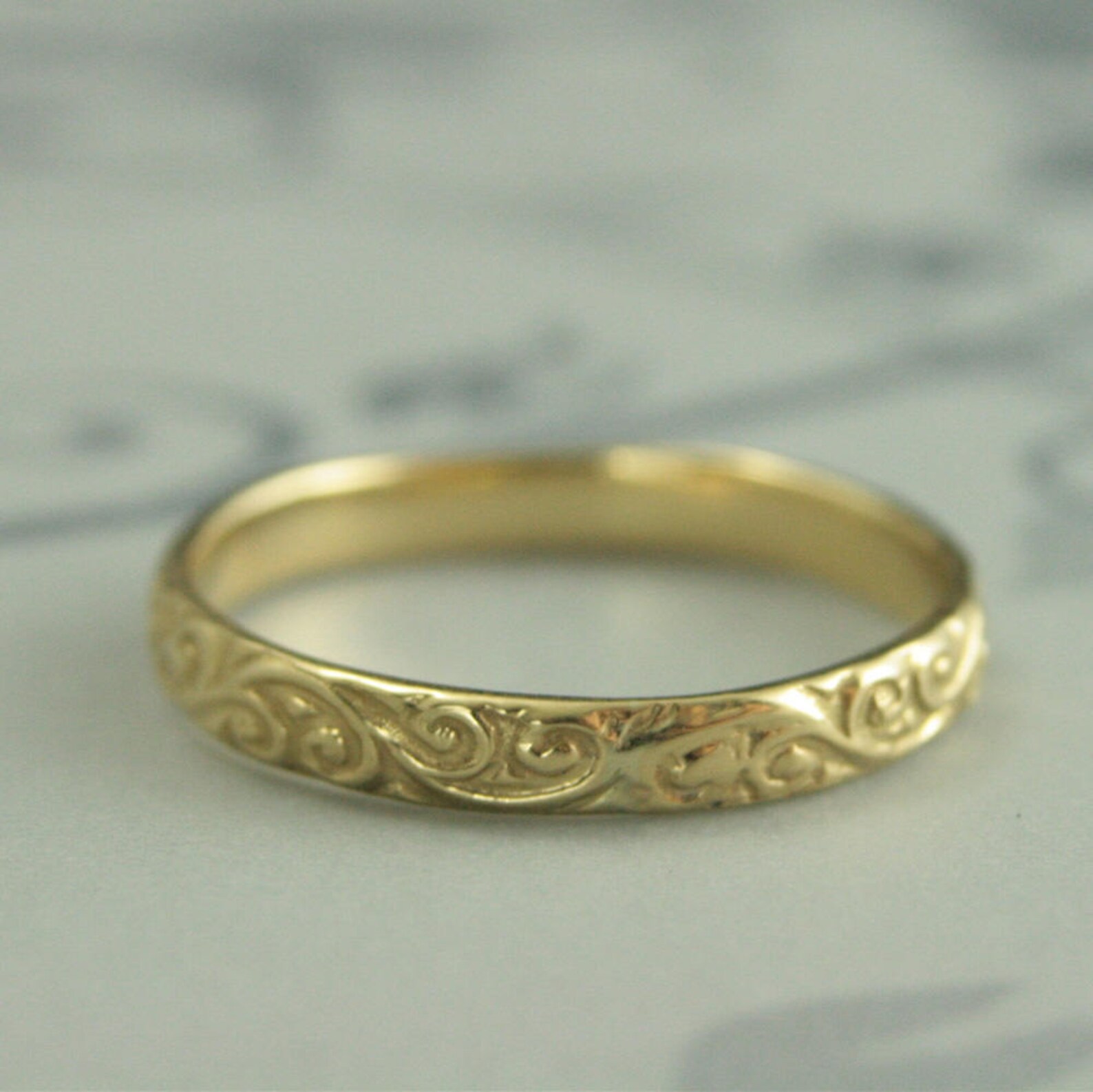 Pattern Ring 18K Pattern Band Womens Wedding Ring Mens | Etsy