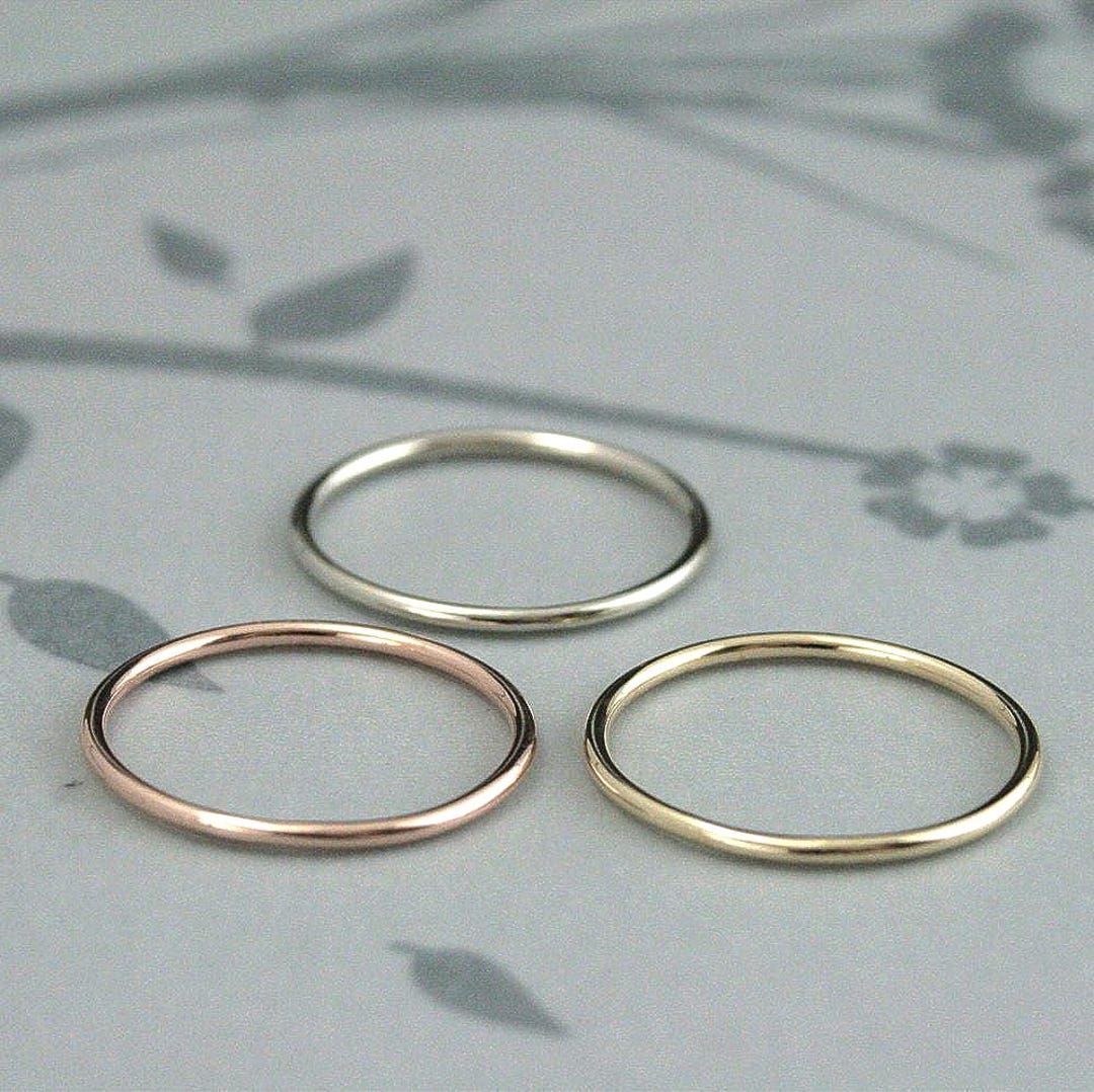14K Gold Full Round Band Comfort Fit Ring Gold Spacer Band Gold ...