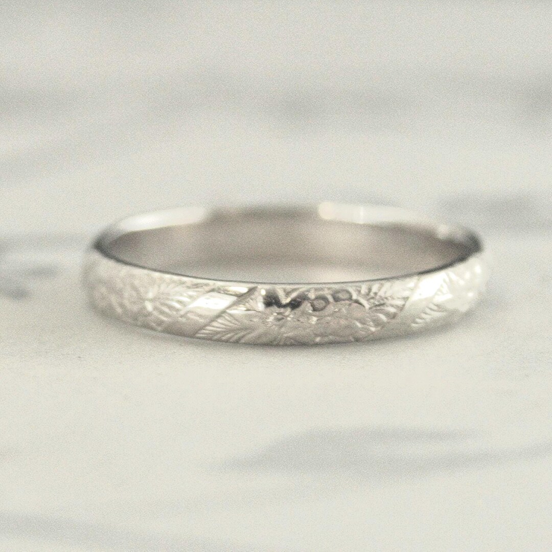 Gold Floral Ring White Gold Wedding Band Women's Wedding Ring Flower ...