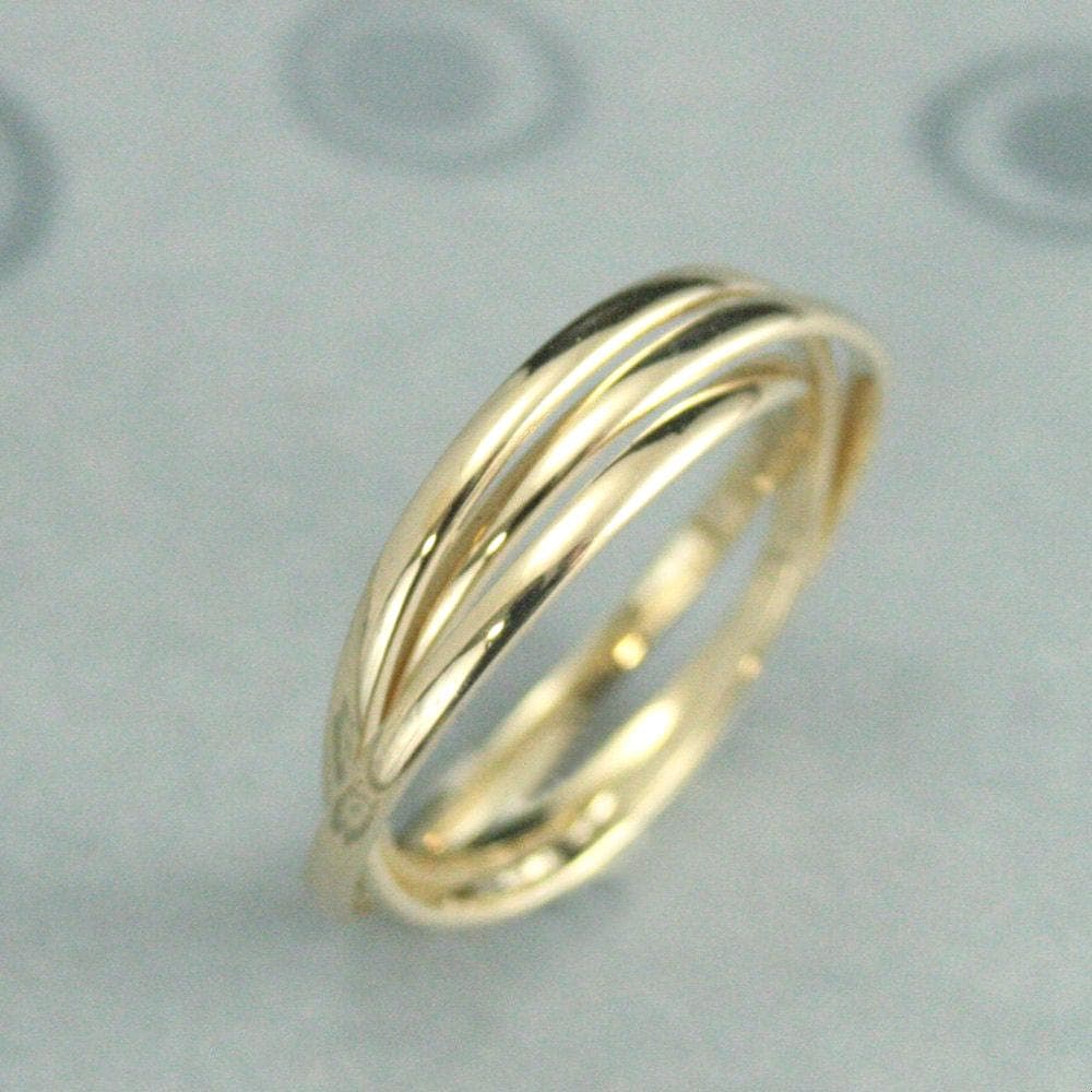 10K Interlocking Rings 10K Rolling Ring 10K Yellow Gold Gold Rolling ...
