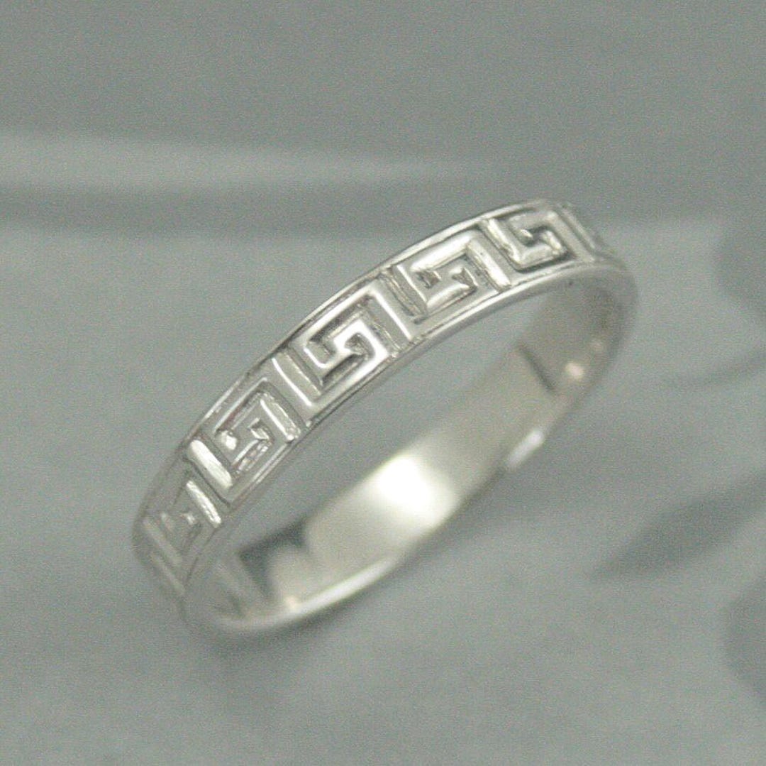 Greek Key Band--14k Gold Wedding Band--greek Fret Band--gold Wedding ...