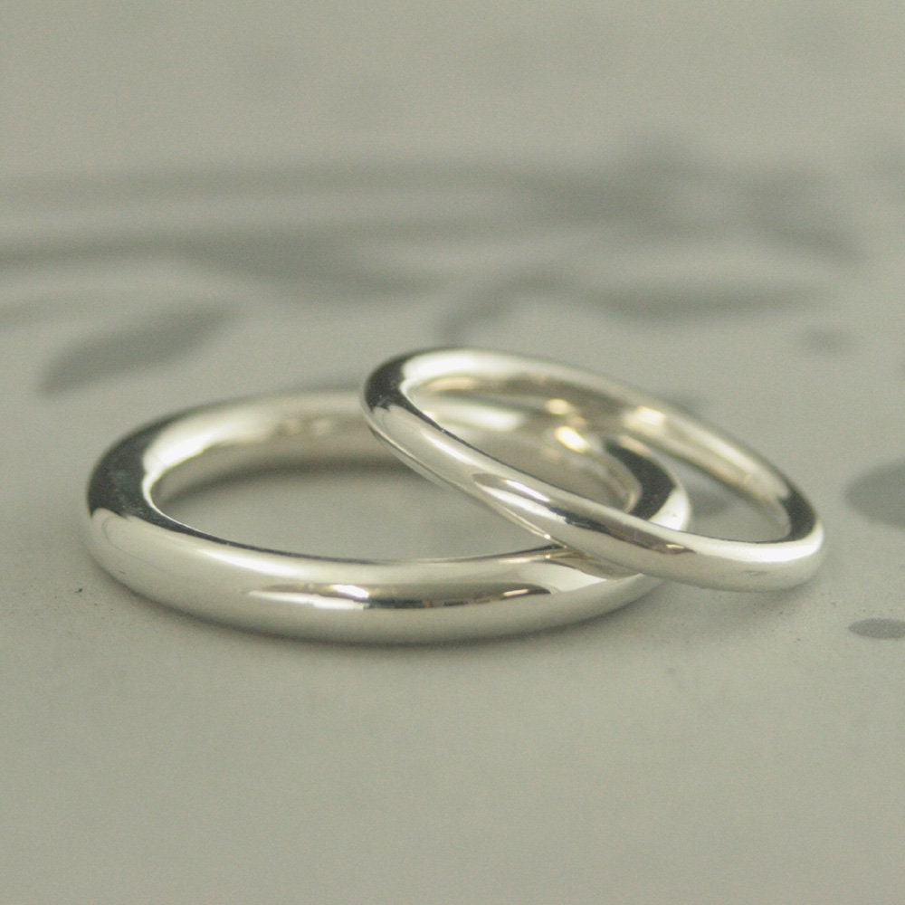 Silver Wedding Rings Full Round Bands 2mm and 3mm Round Rings - Etsy