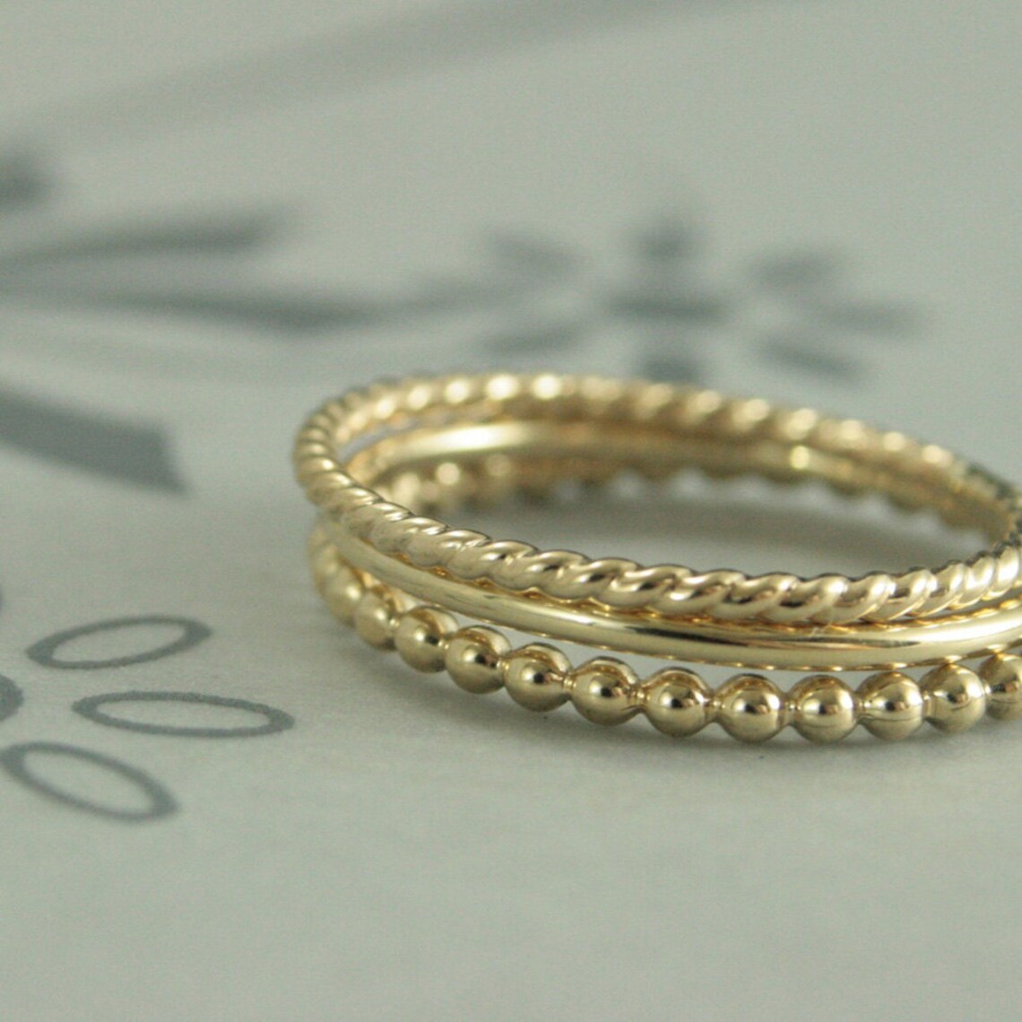 Gold Stacking Set Solid 14K Gold Stacking Ring Set Set of 3 | Etsy