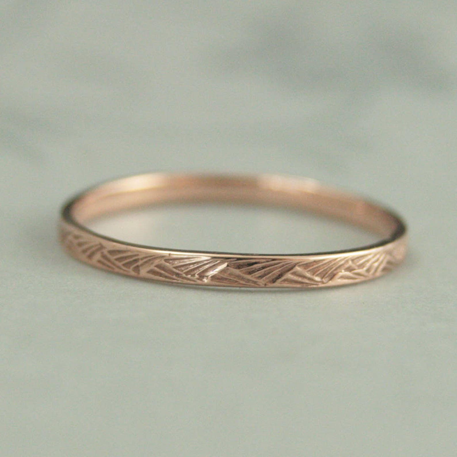 Pattern Ring 14K Rose Gold Ring Brush Strokes Band Women's - Etsy