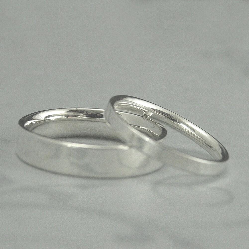 The Straight and Narrow Comfort Fit Sterling Silver Flat Wedding Set ...