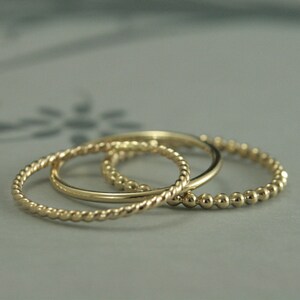 Gold Stacking Set Solid 14K Gold Stacking Ring Set Set of 3 Gold Bands ...