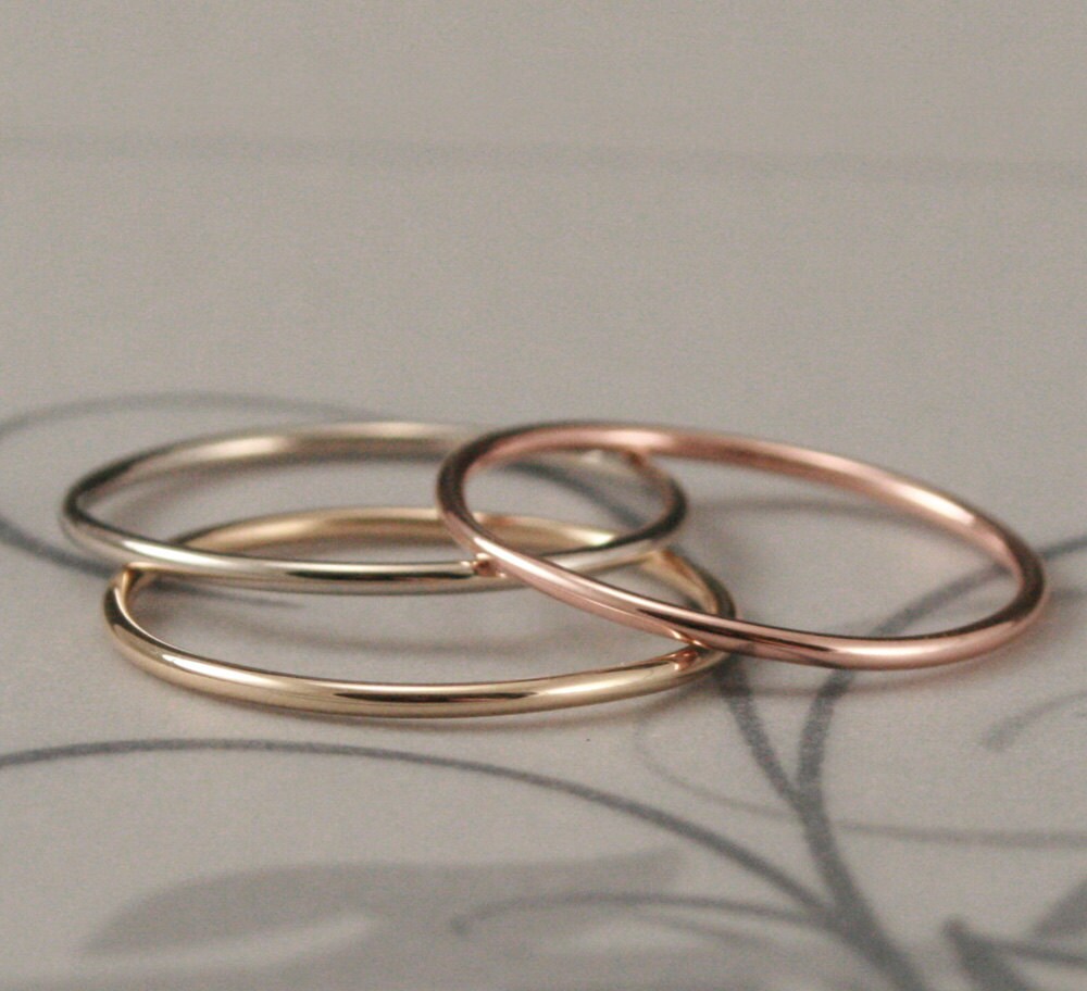 Roll Me Roundsolid 14K Gold Stacking Ringone Round Band in - Etsy