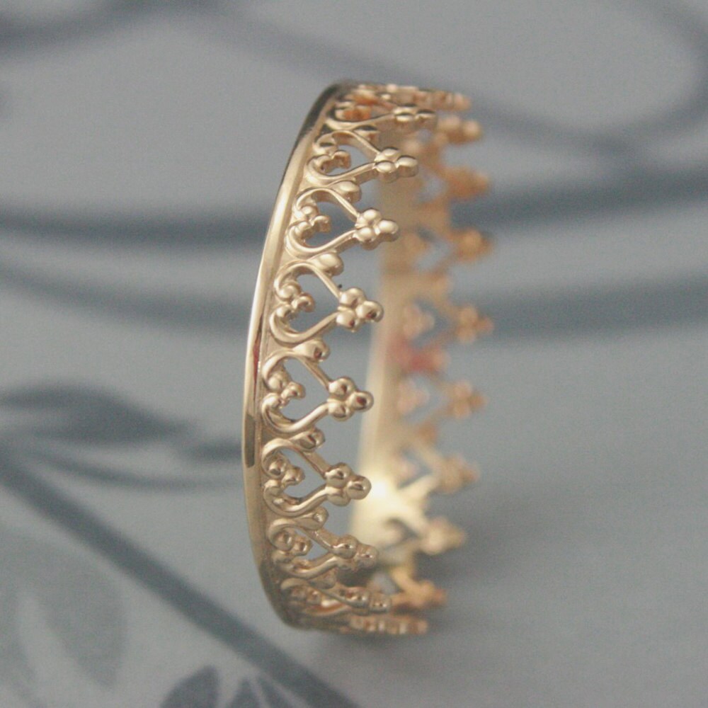 Crown Ringsolid 14K Yellow Gold Crown Ringcrown - Etsy
