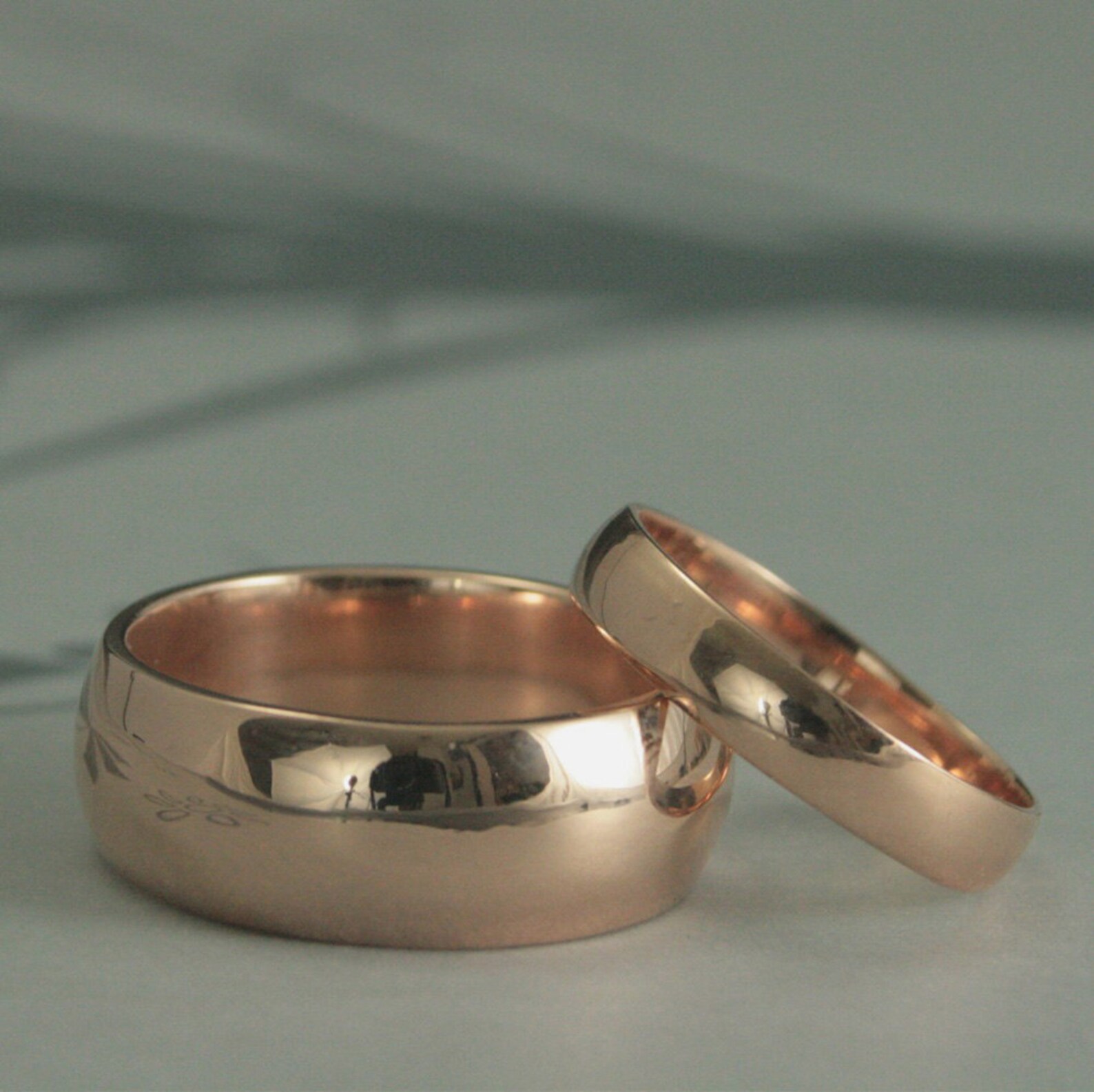 Wide Gold Wedding Band Set8mm and 4mm Traditional His and - Etsy