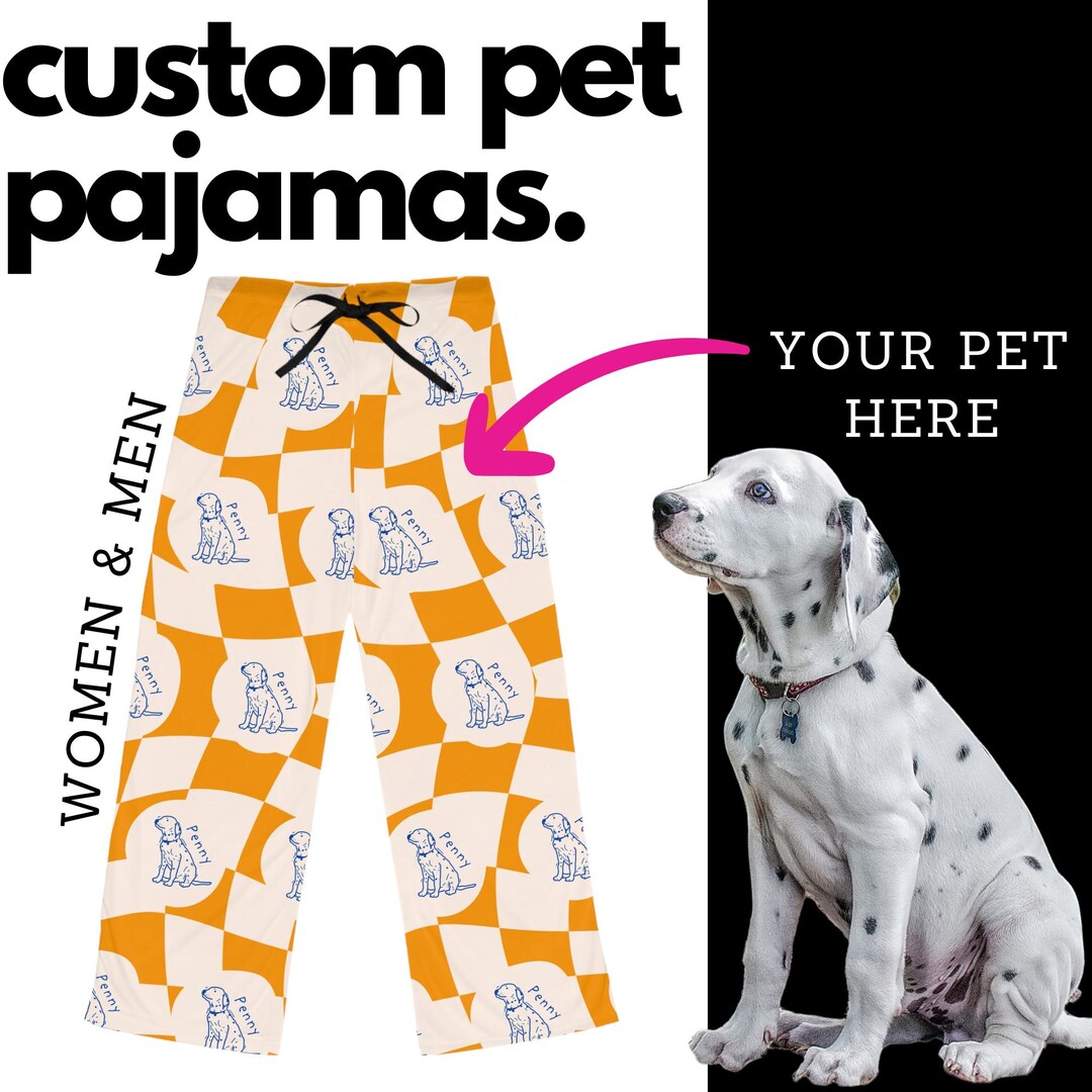 CUSTOM Pet Portrait PAJAMA PANTS, Personalized Photo Pajamas With Pet ...