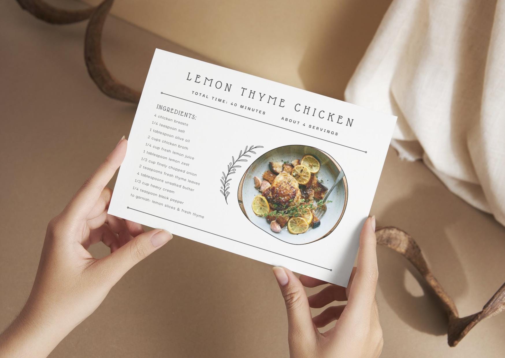 Editable Recipe Card Template Minimalist Design Printable Canva ...