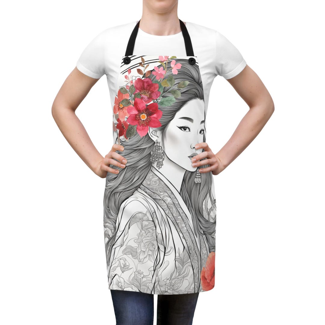 Gorgeous Asian Woman Apron Kitchen Apron, Cooking Apron, Gardening ...