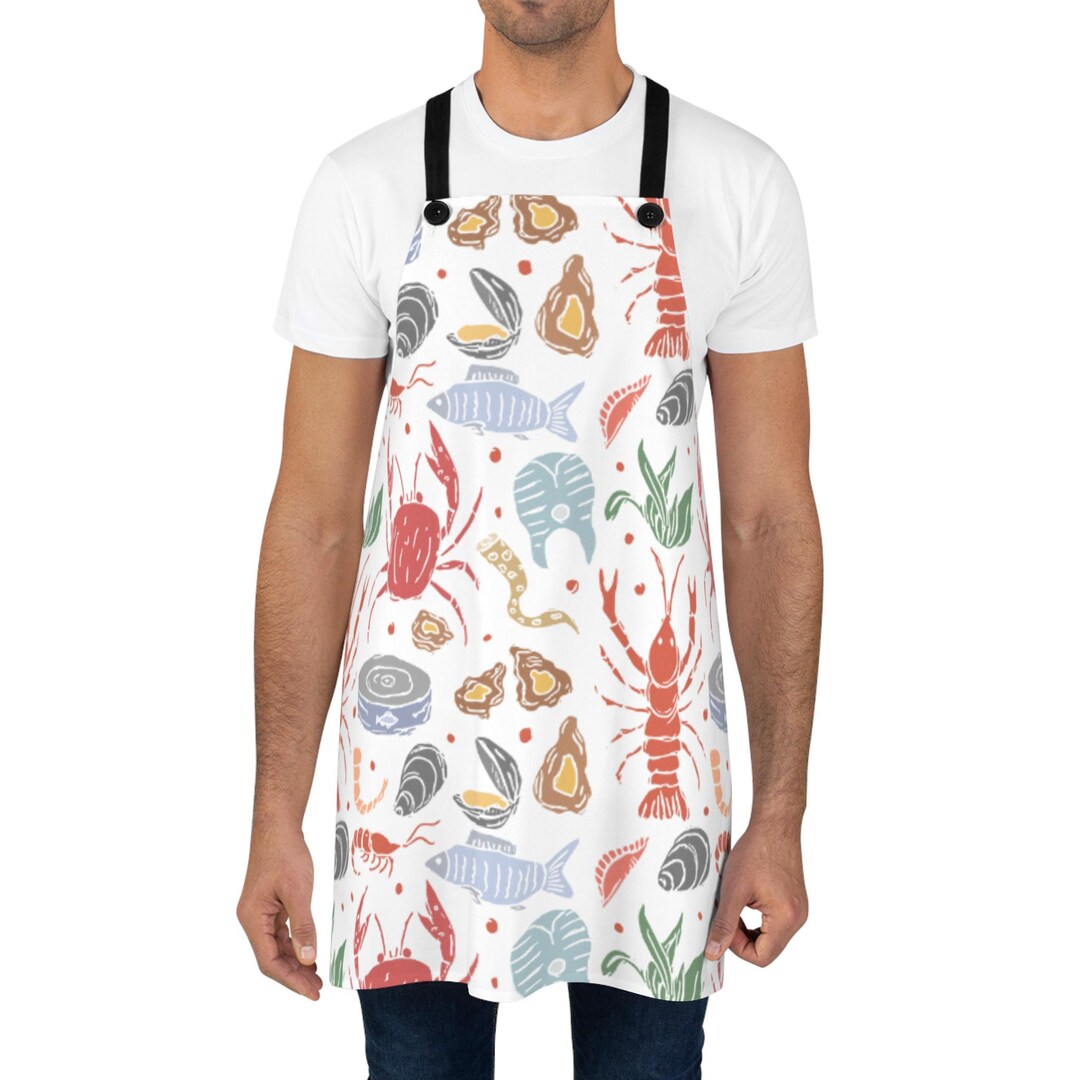 APRON Seafood Lover, Fish Chef Kitchen Cooking Apron, Lobster Shrimp ...