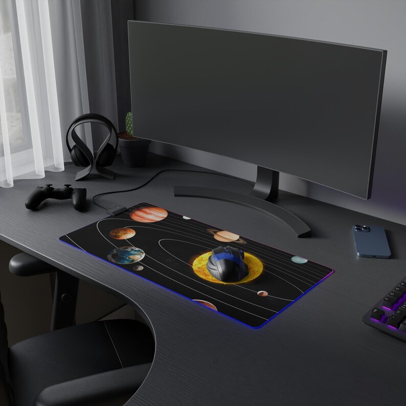 MOUSEPAD Planets Universe LED, Space Gaming Mouse Pad, Astronomy Desk ...