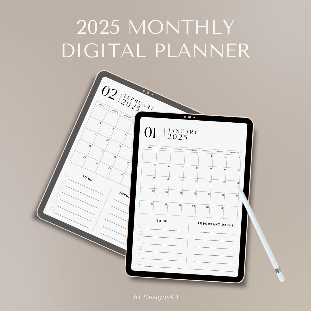 2025 Monthly Calendar With Notes, Digital Calendar, Year Calendar ...